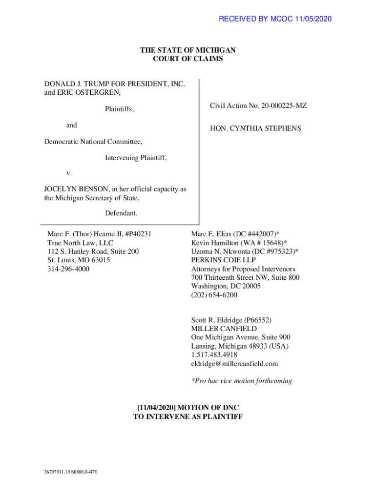 Fillable Online courts michigan THE STATE OF MICHIGAN COURT OF CLAIMS ...