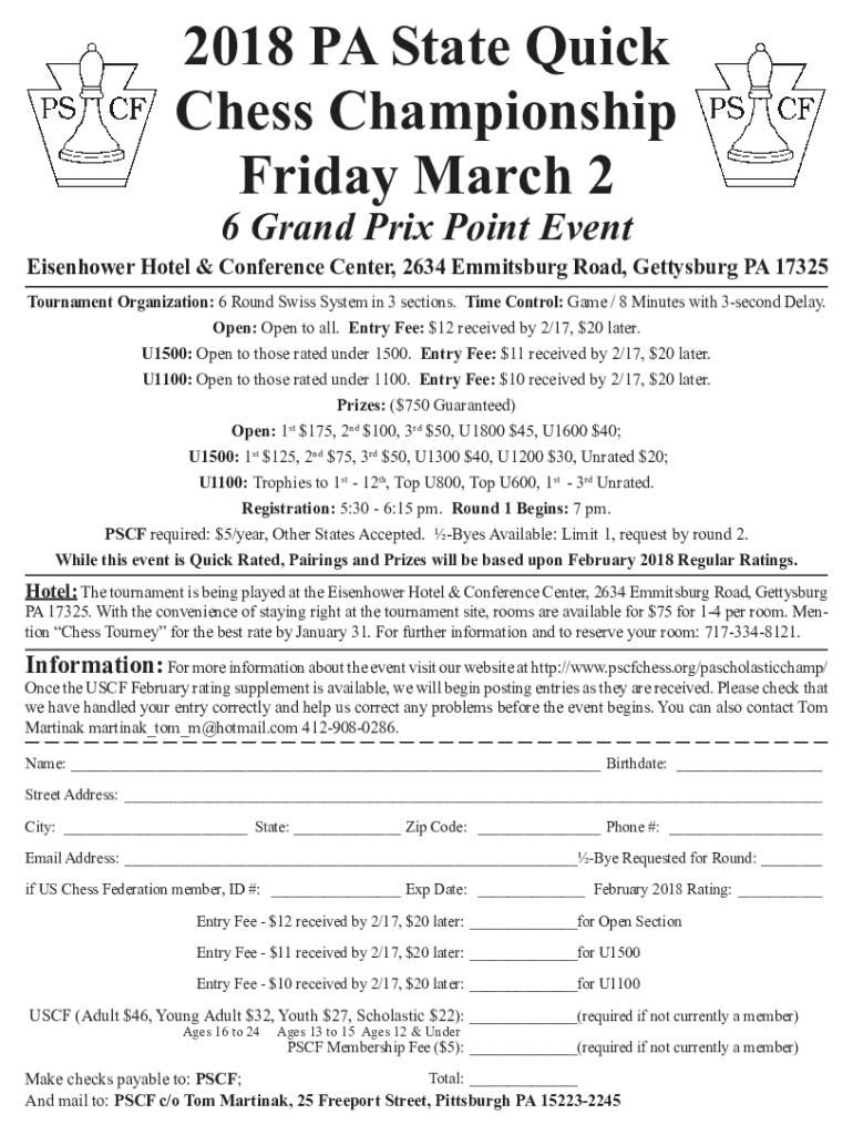 Fillable Online Pennsylvania State Chess Federation - PostsFacebook Fax ...