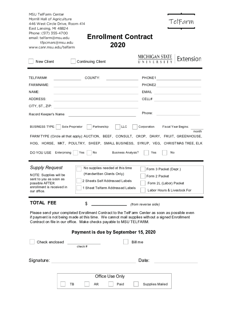 Fillable Online Fillable Online telfarm canr msu edu Telfarm Center MSU ...