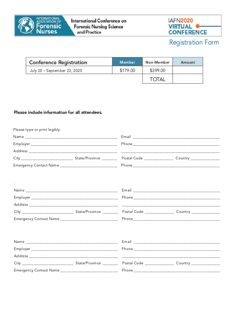 Fillable Online Conference Registration Form Template - Free Church ...