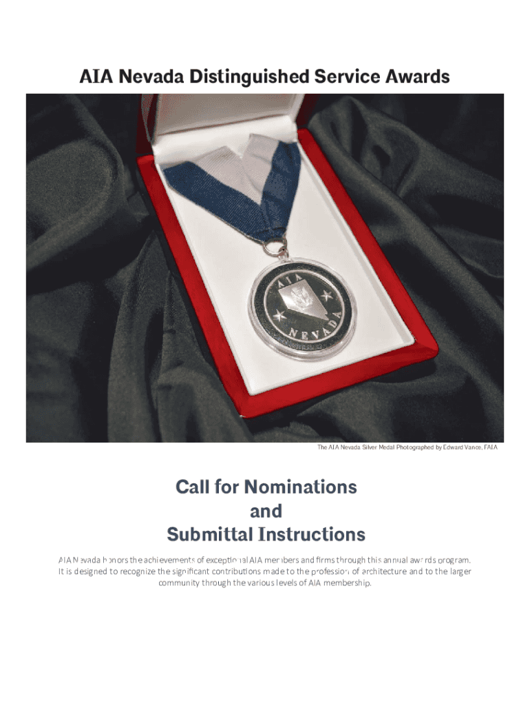 Fillable Online Fillable Online AIA Nevada Distinguished Service Awards ...