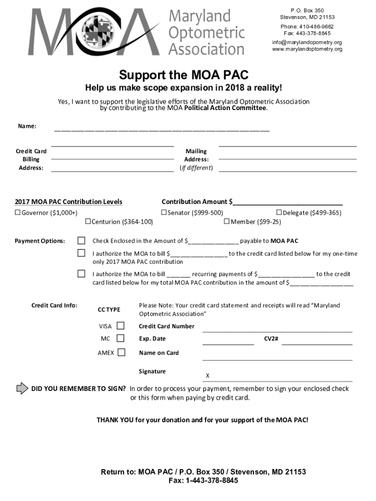 Fillable Online 2017 MOA PAC Pledge Form Fax Email Print - pdfFiller