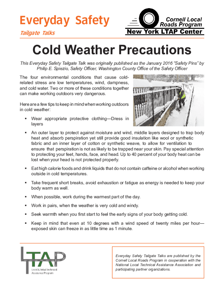 Fillable Online Tailgate Talks Cold Weather Slips, Trips, And Falls ...