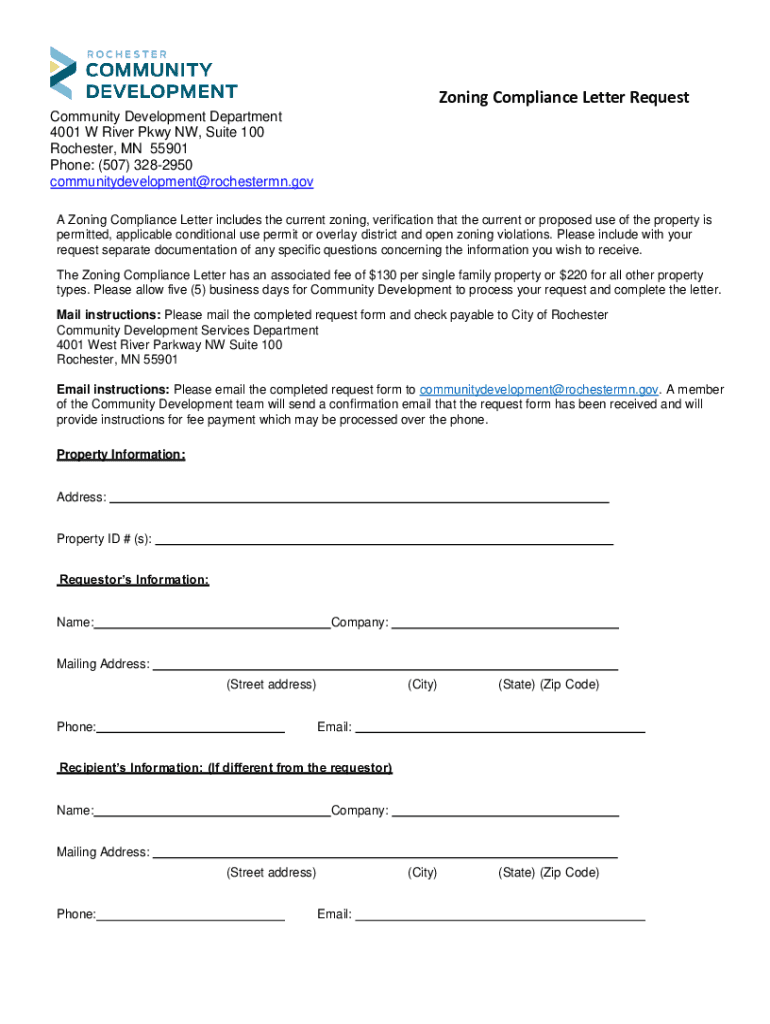Fillable Online Zoning Compliance Letter Request Fax Email Print ...