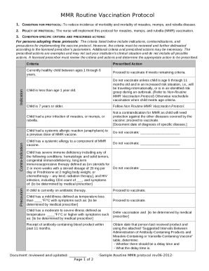 MMR Routine Vaccination Protocol (Word) Doc Template | pdfFiller
