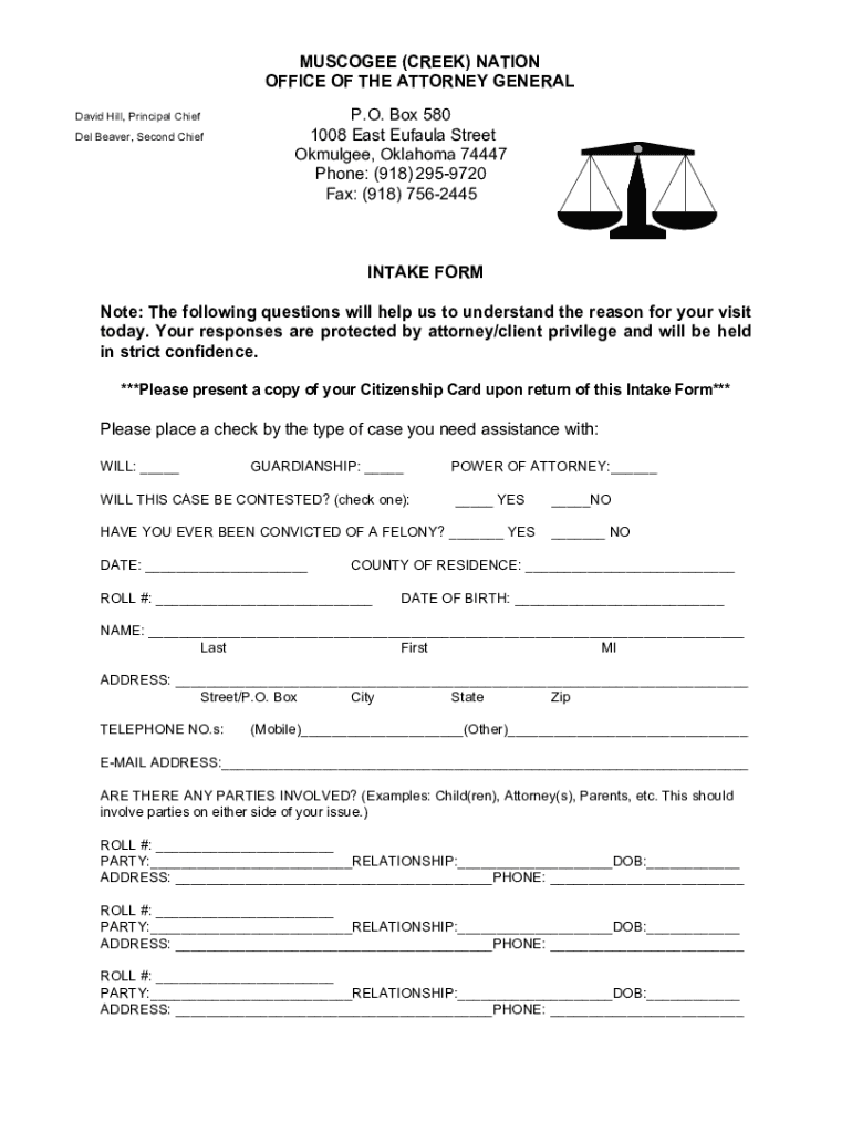 Fillable Online Will / Guardianship Intake Form Fax Email Print - pdfFiller