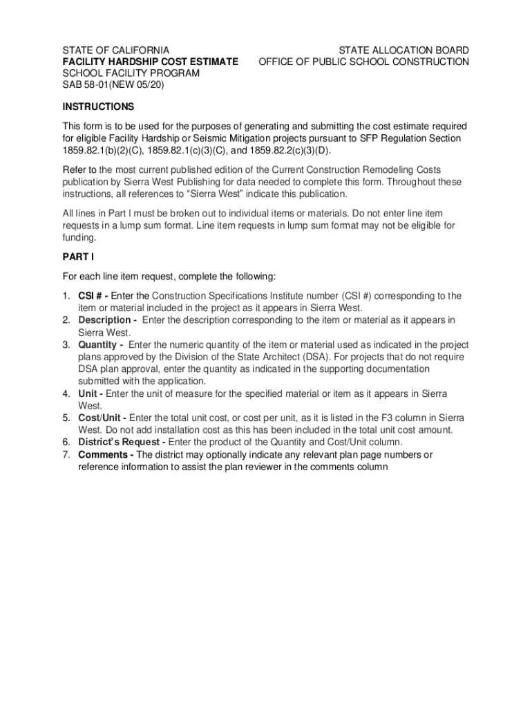 Fillable Online Form SAB 58-01 Part 1 Instructions Fax Email Print ...