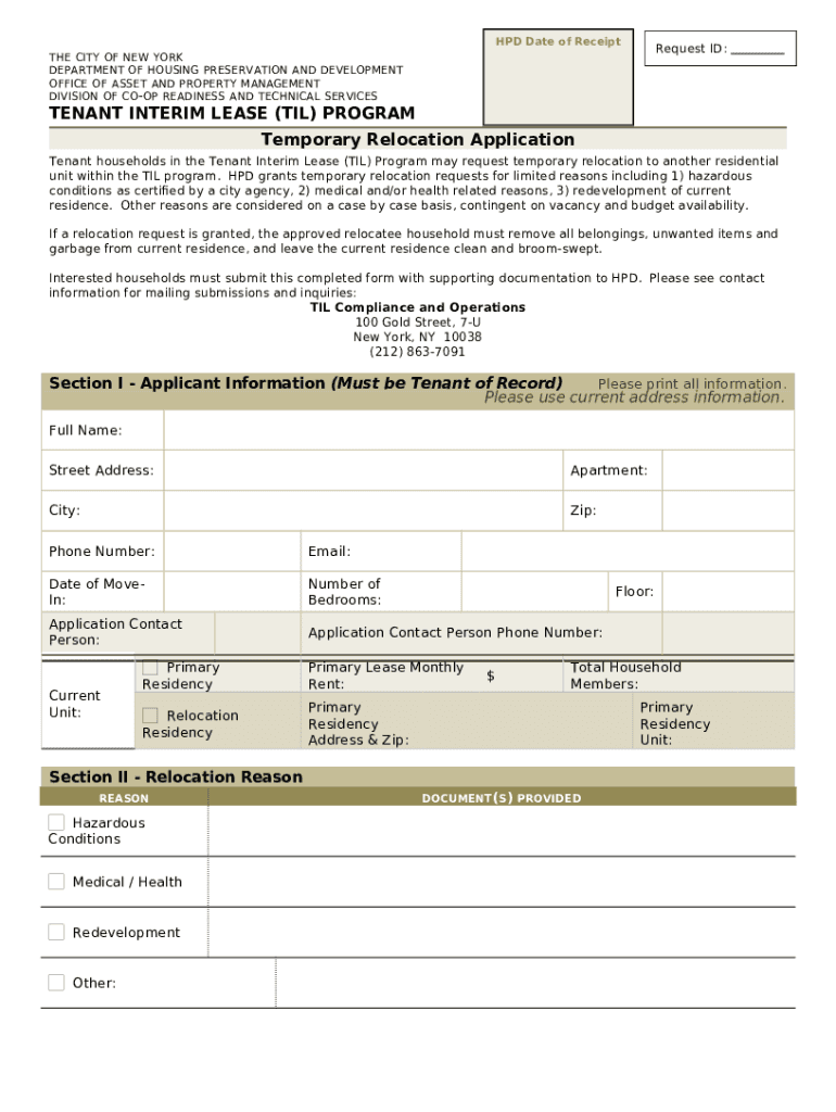 Temporary Relocation Application - NYC.gov Doc Template | pdfFiller