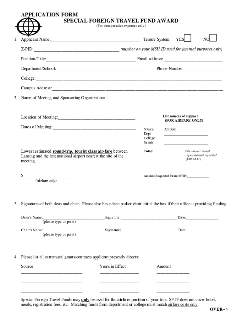 Fillable Online cal msu Travel Authorization / Justification form ...