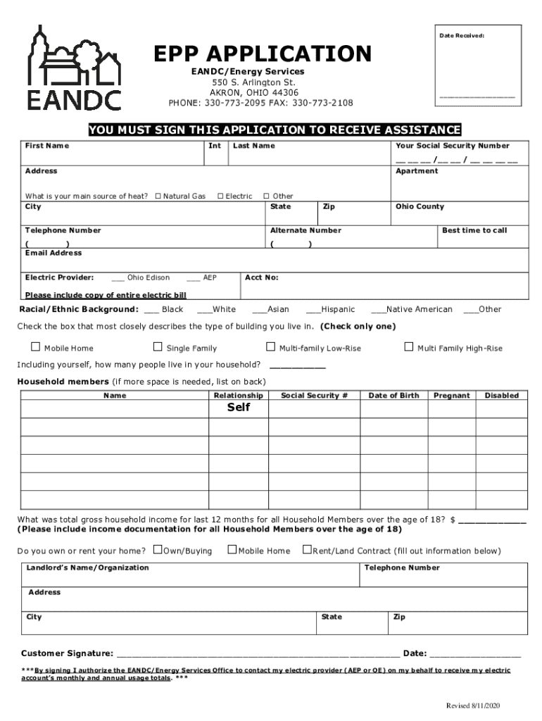 Fillable Online epp application - East Akron Neighborhood Development ... Fax Email Print ...
