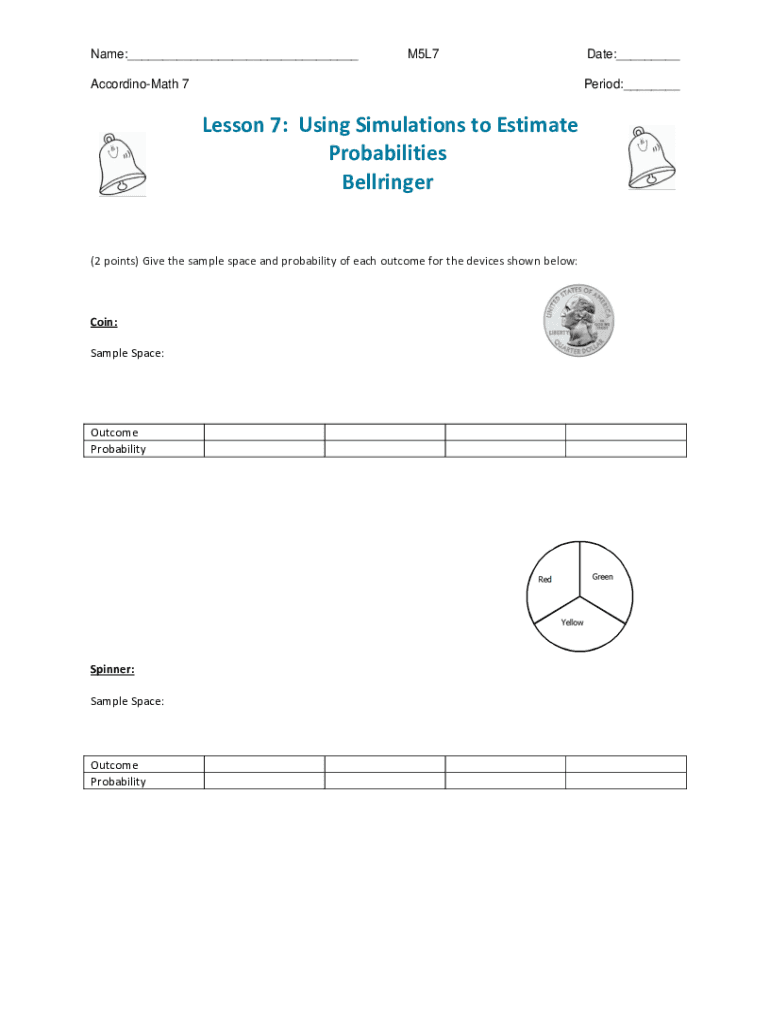 Fillable Online Lesson 5: Using Tree Diagrams to Represent a Sample ...