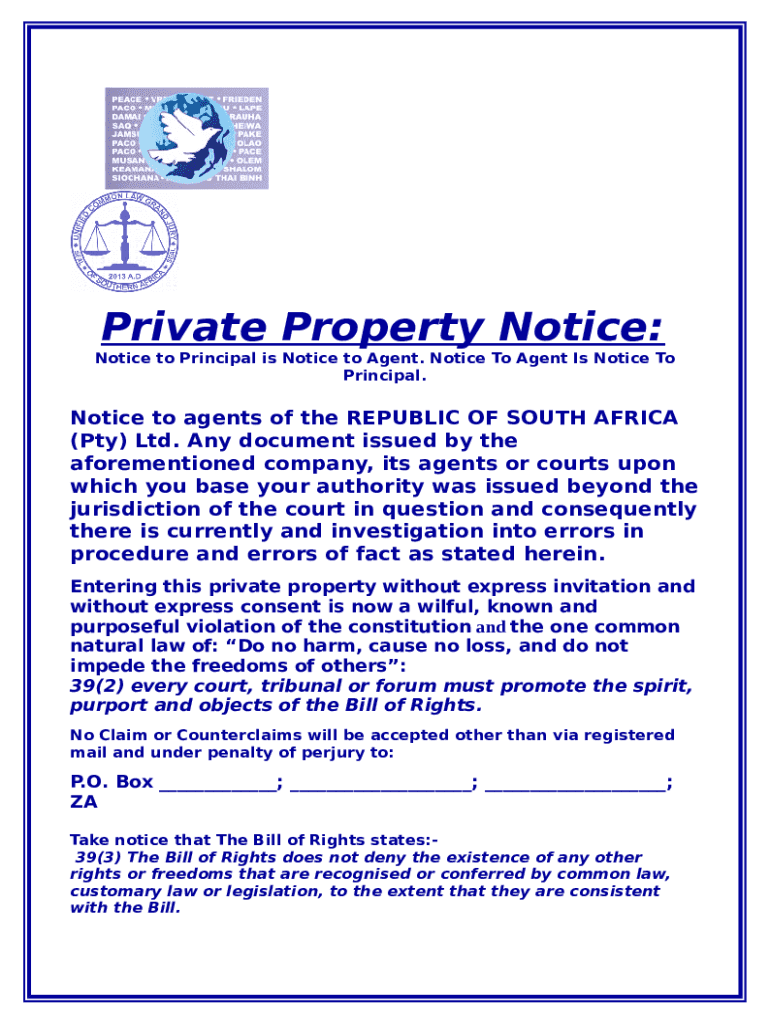 notice to agent is notice to principal template Doc Template | pdfFiller