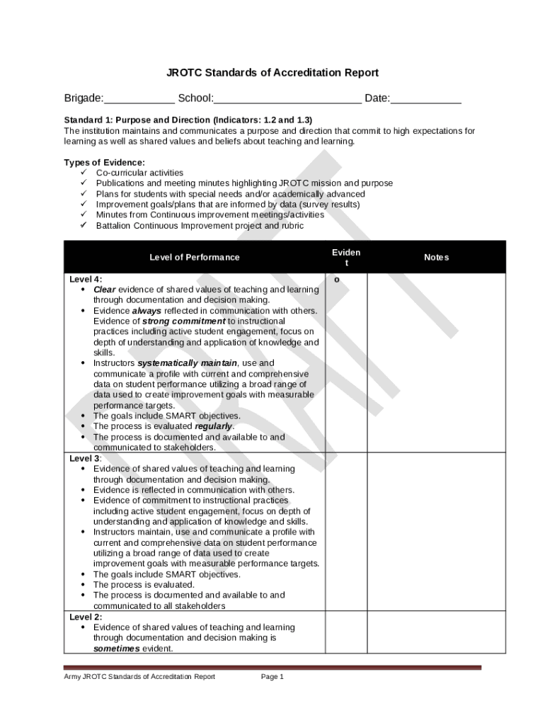 JROTC Standards of Accreditation Report Doc Template | pdfFiller