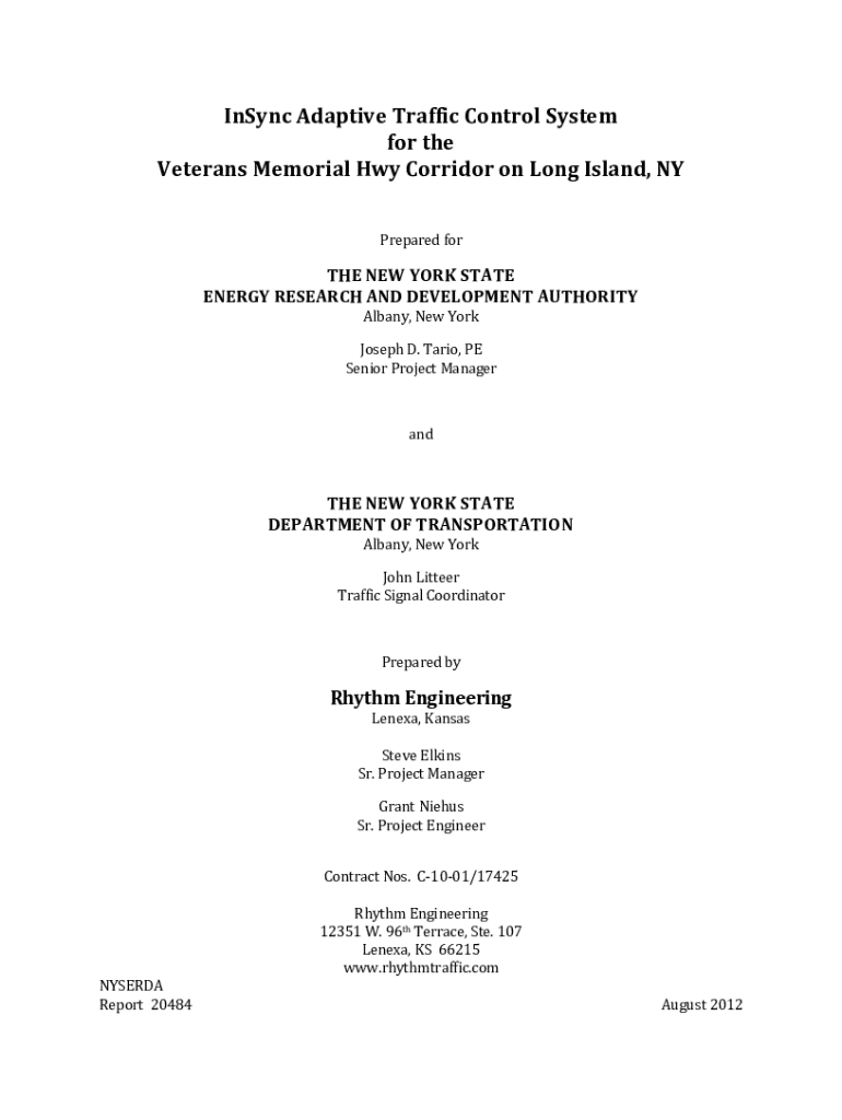 Fillable Online InSync Adaptive Traffic Control System for the Veterans ...