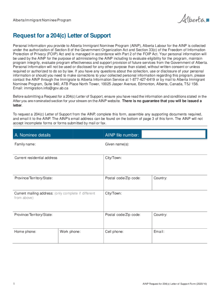 204 C Letter Of Support - Fill Online, Printable, Fillable, Blank ...