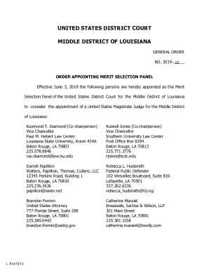 Fillable Online Order Appointing Merit Selection Panel - Middle ...