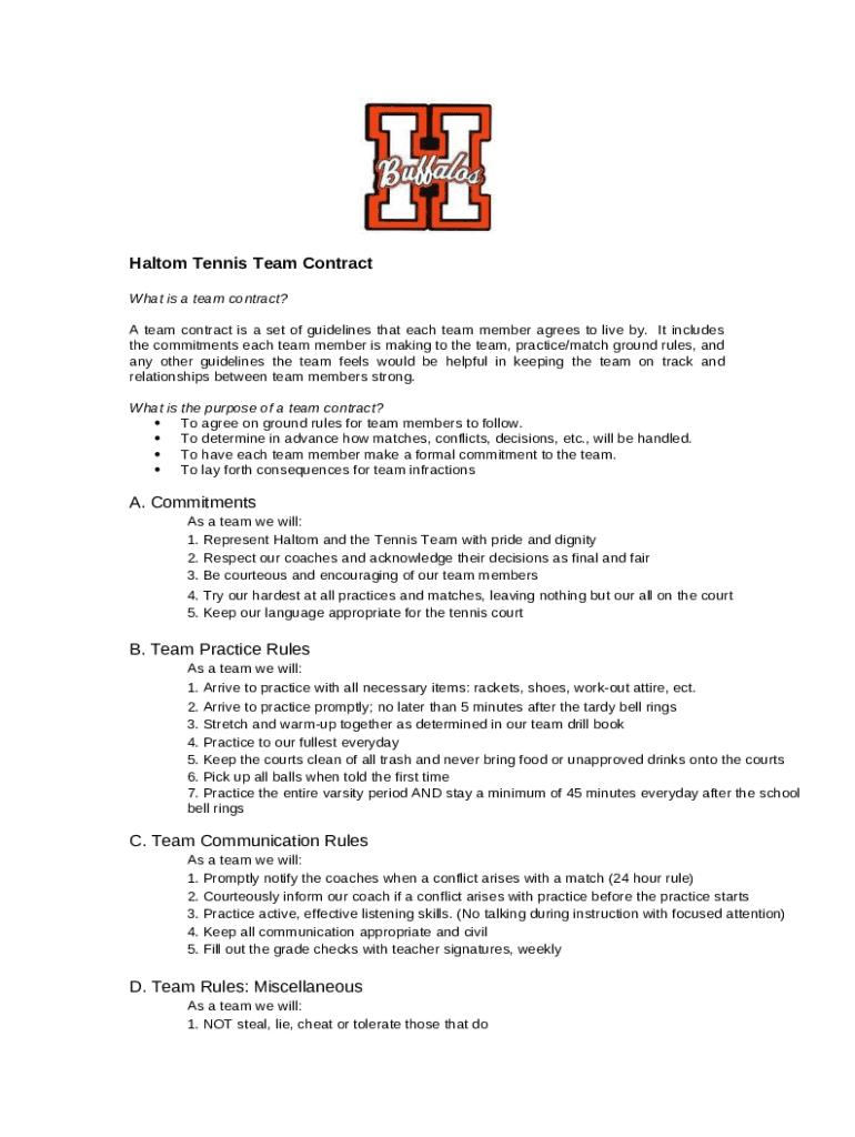 SAMPLE TEAM CONTRACT - birdvilleschools.net Doc Template | pdfFiller