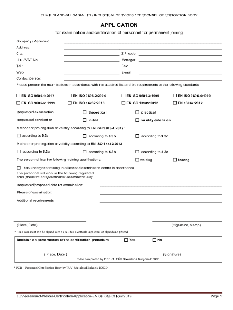 Fillable Online TUV-Rheinland-Welder-Certification-Application-EN ...