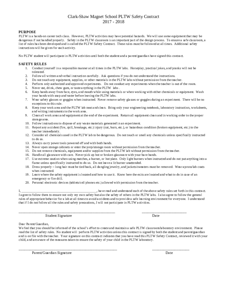Van Middle School Science Safety Contract - SCHOOLinSITES - images ...