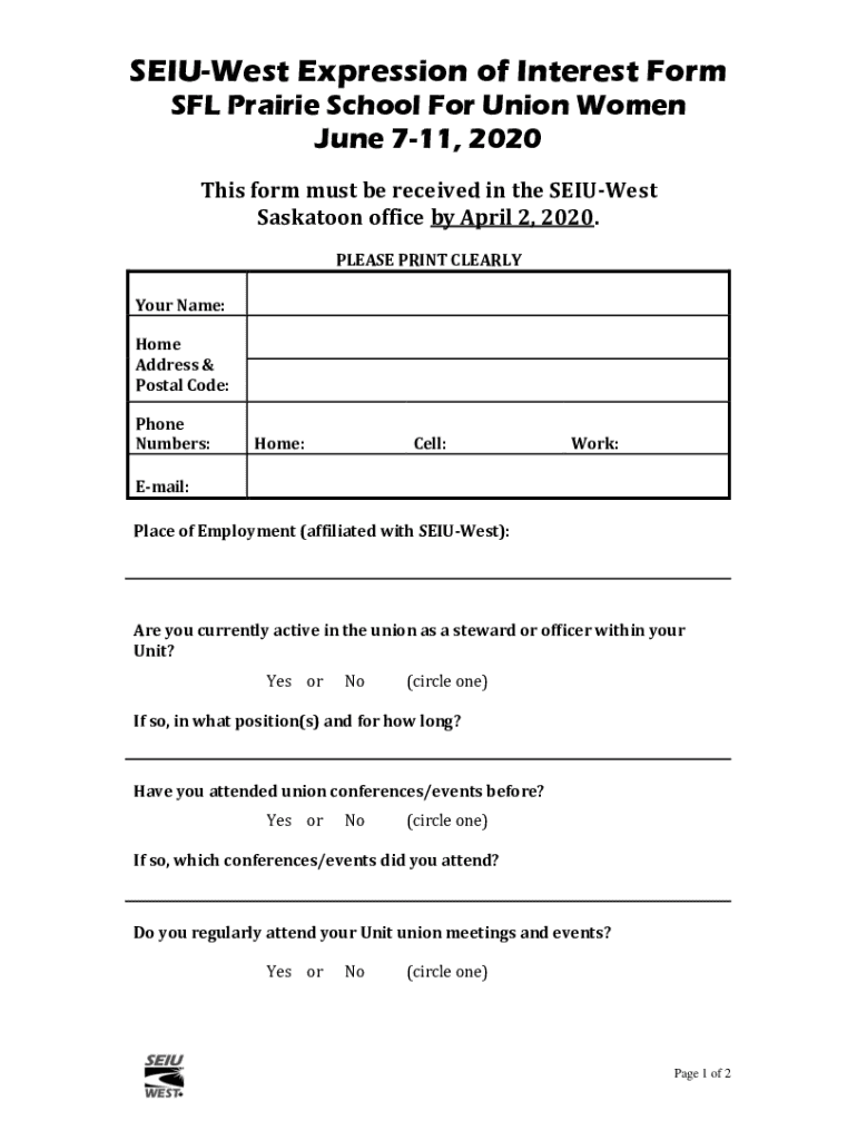 Fillable Online SEIU-West Expression of Interest Form - cloudfront.net ...