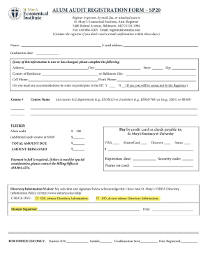 Fillable Online ALUM AUDIT REGISTRATION FORM SP20 Fax Email Print ...