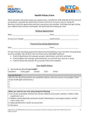 Fillable Online Adult Initial Health History Form Fax Email Print ...
