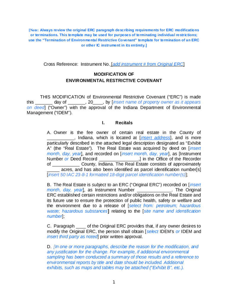 Modification of ERC Template May 2013 - IN.gov Doc Template | pdfFiller