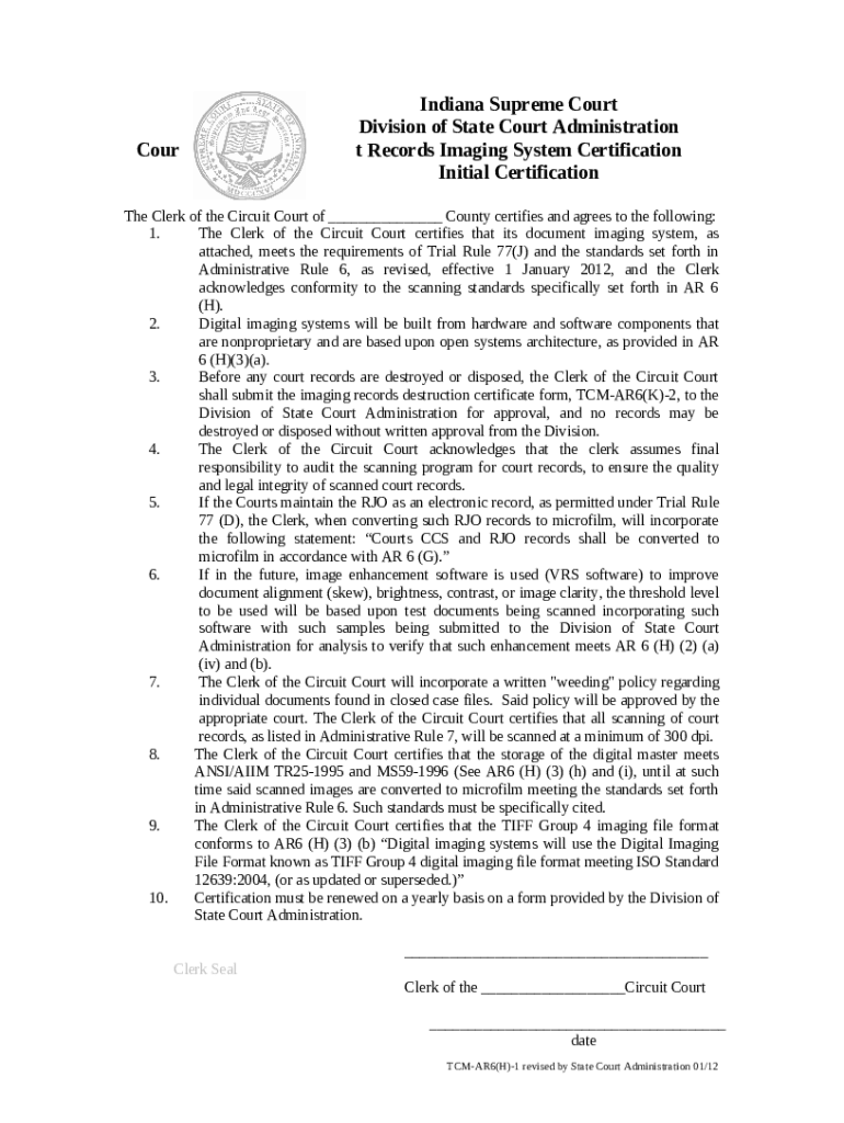 Initial Certification - IN.gov Doc Template | pdfFiller