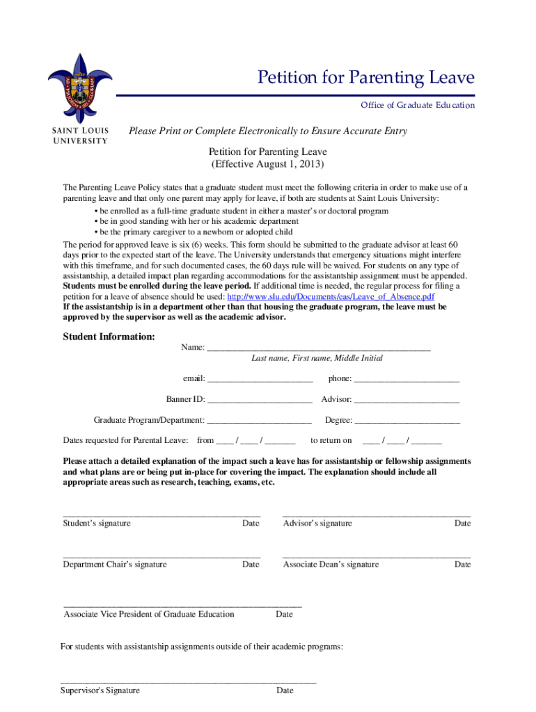 Petition for Parenting Leave - Blank Fillable Template | Fill Out ...