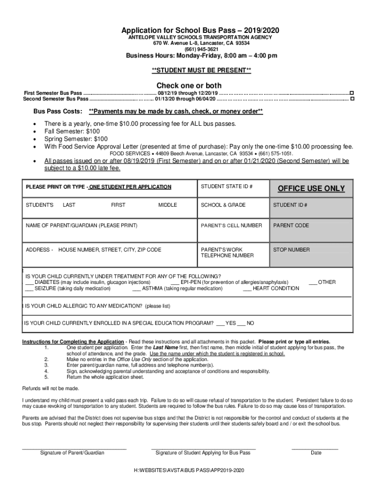 Fillable Online Antelope Valley Union High School District Parent-Pay ...