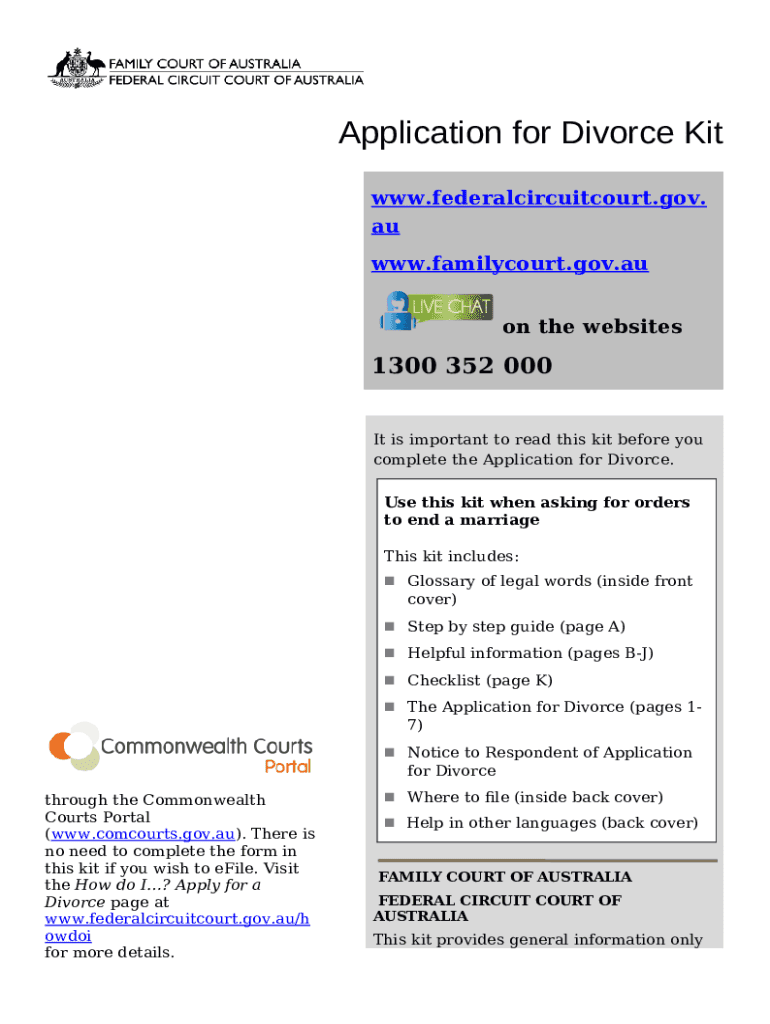 Application for Divorce Kit - Federal Circuit Court of ... Doc Template ...