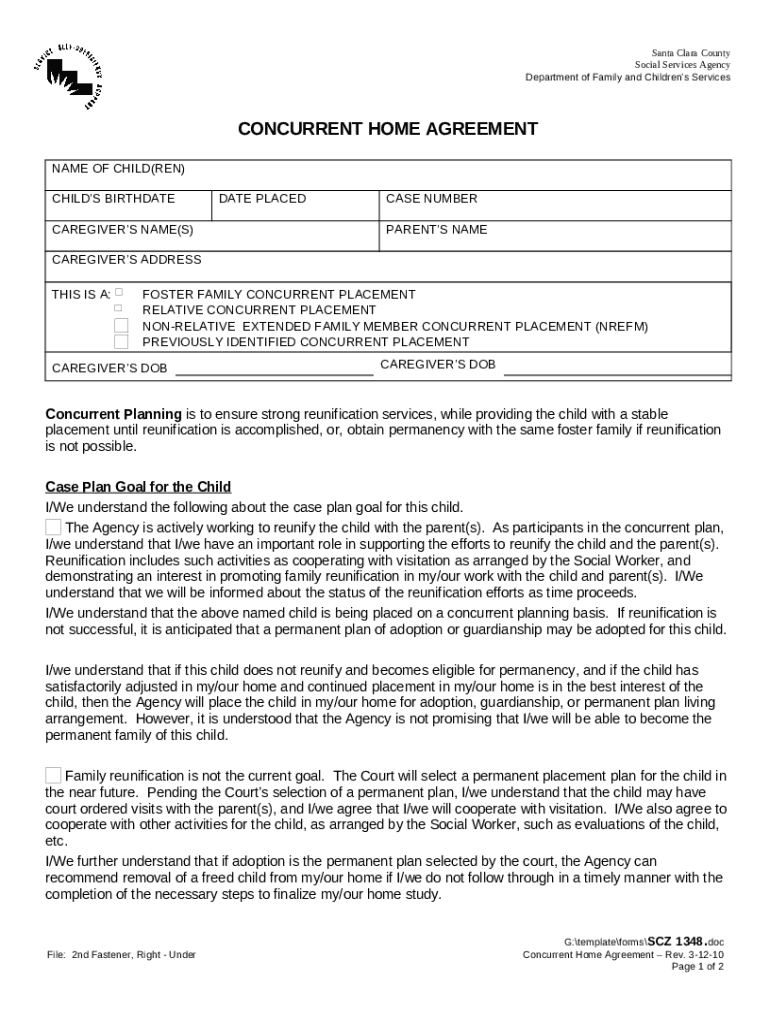 Relative and non-relative extended family member placement agreement Doc Template | pdfFiller