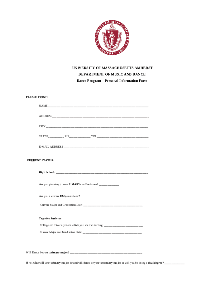 Dance Program Personal Ination Doc Template | pdfFiller