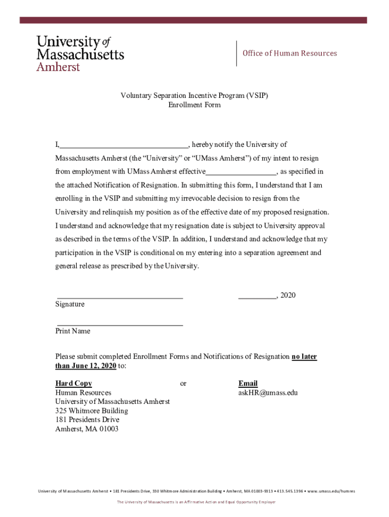 Fillable Online Voluntary Seperation Incentive Program Enrollment Form ...