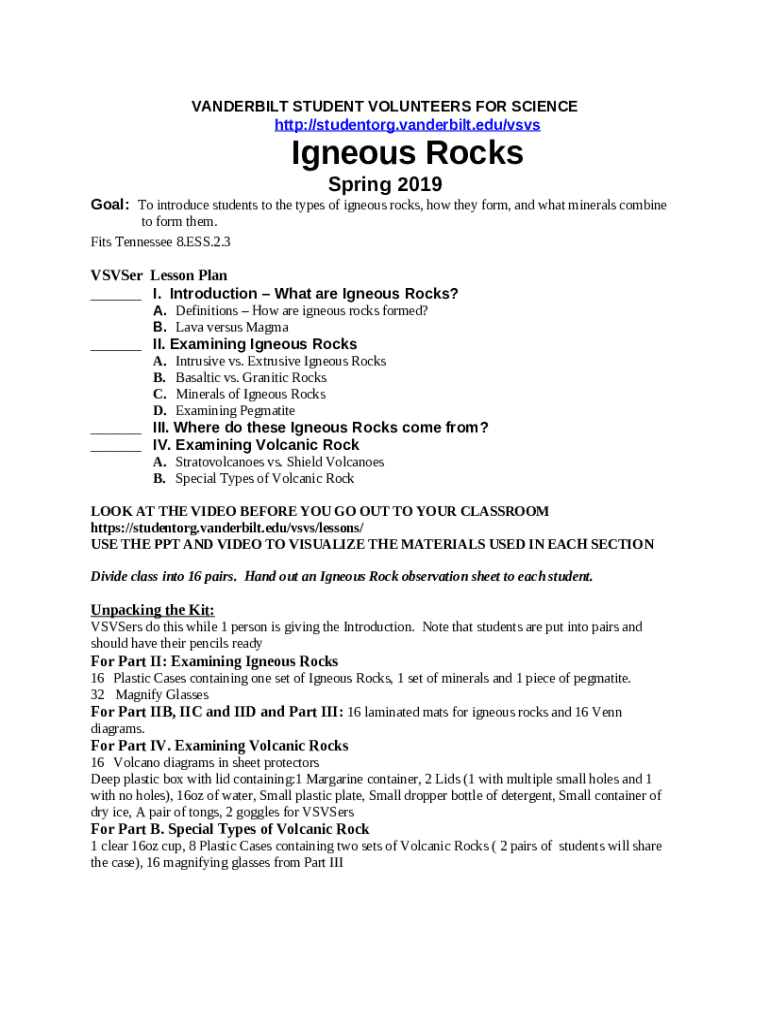 Goal:To introduce students to the types of igneous rocks, how they ...
