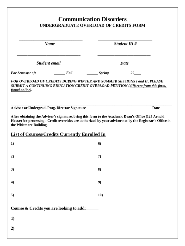 Overload of Credits Doc Template | pdfFiller
