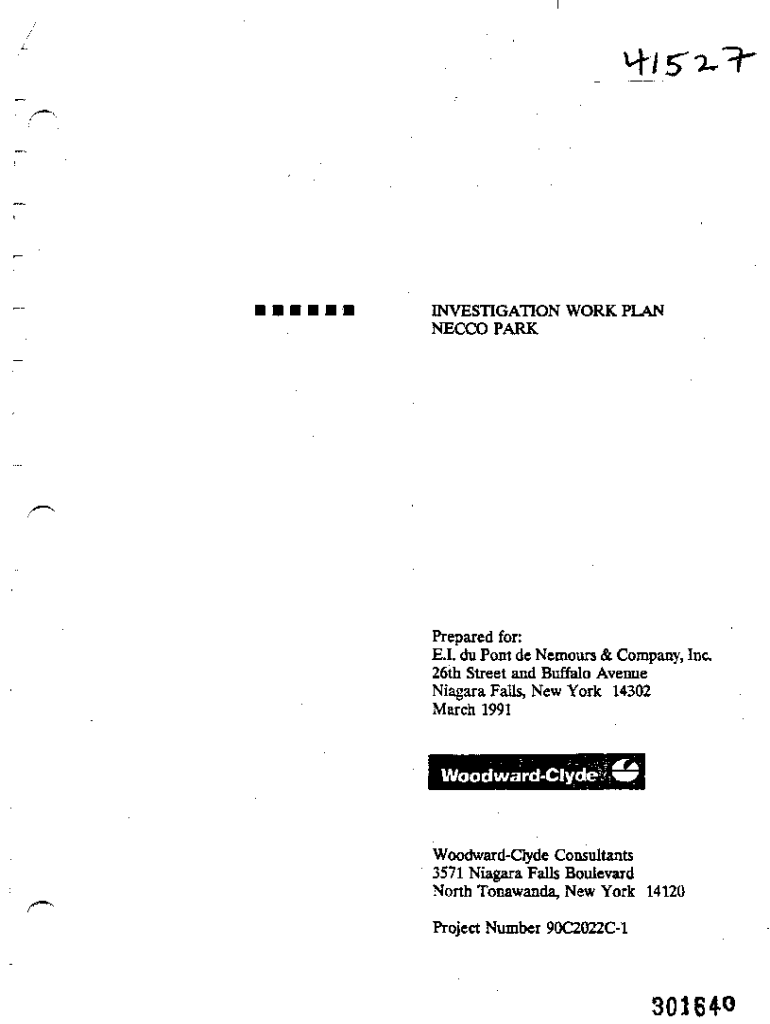 Fillable Online Investigation Work Plan, Necco Park, prepared by ...