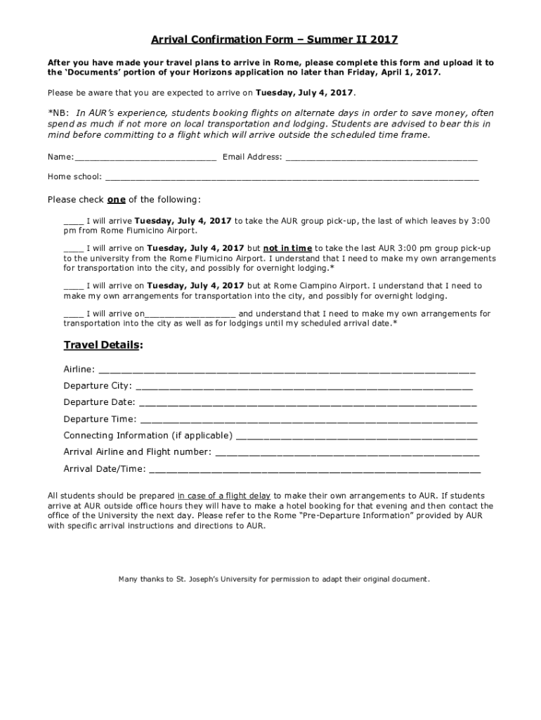 Fillable Online Letter to Confirm your Travel Arrangement - Example ...