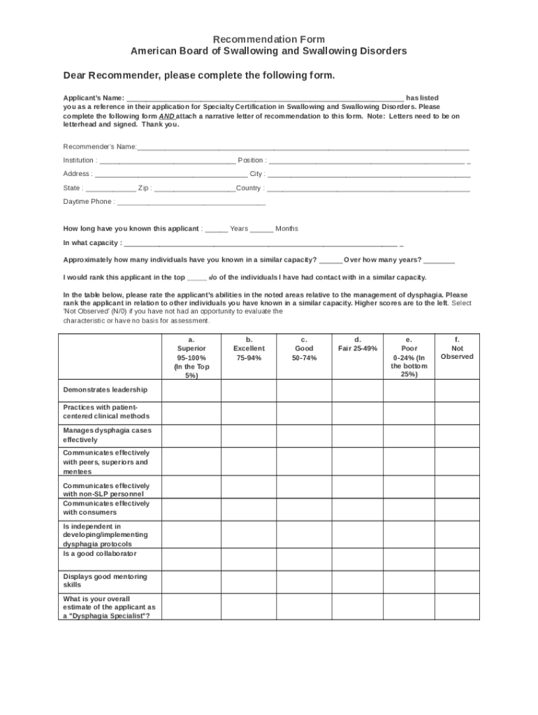 American Board of Swallowing and Swallowing Disorders Doc Template ...