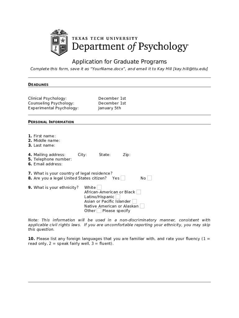 Student Handbook - Texas Tech University Departments TTU Doc Template ...