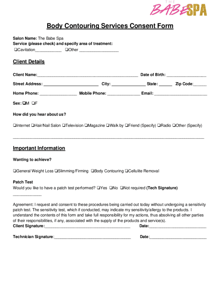 Fillable Online Body Contouring Services Consent Form Fax Email Print ...