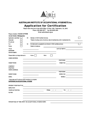 Coh Application Form - Fill Online, Printable, Fillable, Blank | pdfFiller