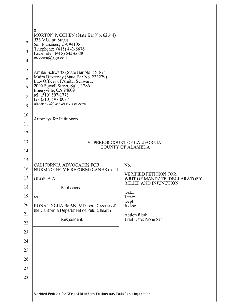 Fillable Online canhr State Bar No 63644 536 Mission S - California ...
