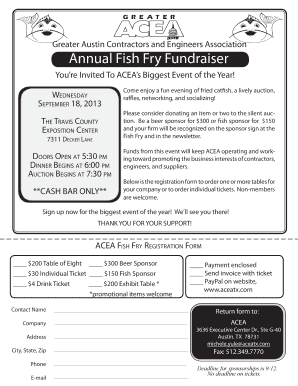 Fillable Online Annual Fish Fry Fundraiser - ACEA Fax Email Print ...
