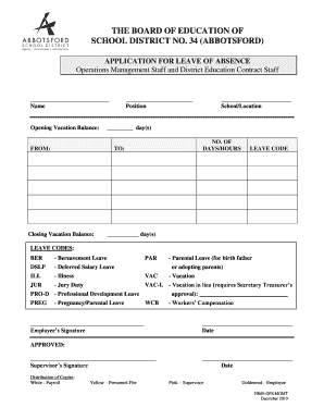 Fillable Online Operations Management Staff and District Education Contract Staff Fax Email ...