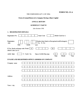 Fillable Online Form Of Annual Return Of A Company Having A Share ...