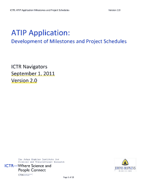 Fillable Online ictr johnshopkins ICTR ATIP Application Milestones and ...