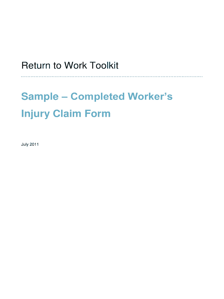 Fillable Online Sample - Completed Worker's Injury Claim Form - VWA.vic ...