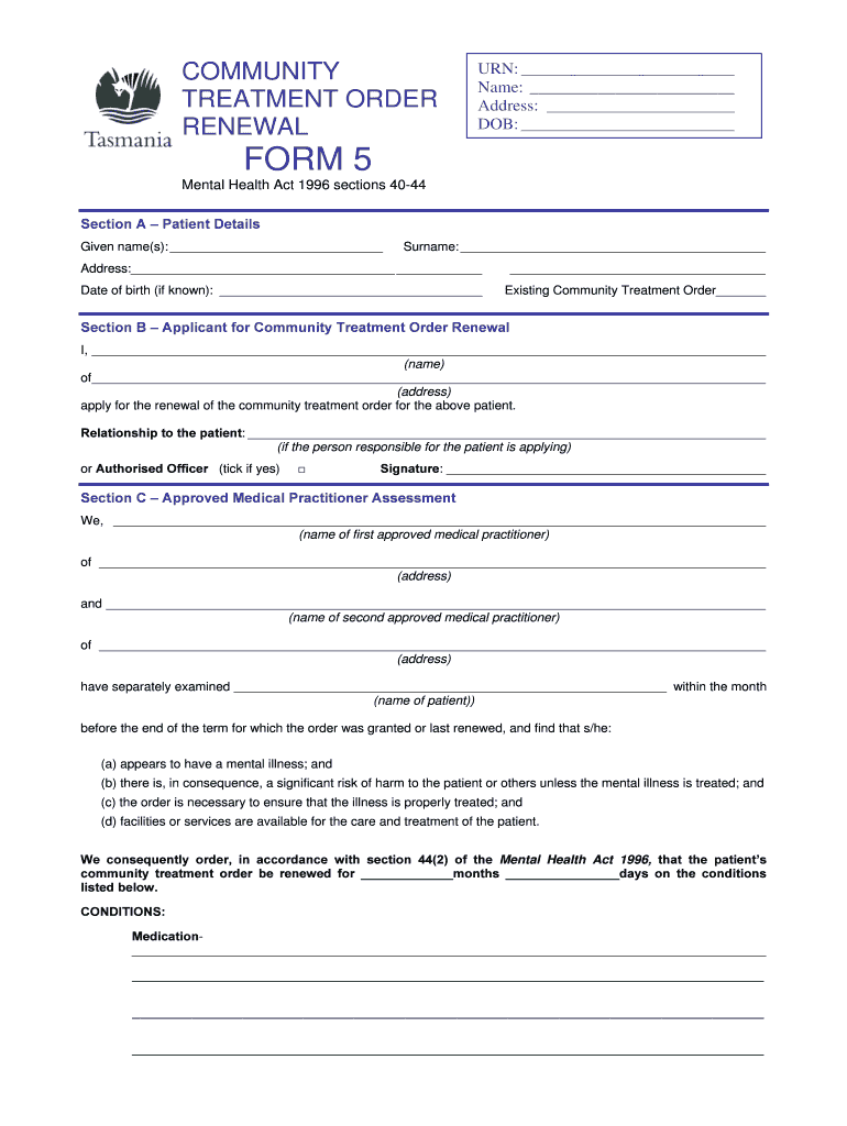 Fillable Online dhhs-temp clients squiz TREATMENT ORDER - dhhs-temp ...