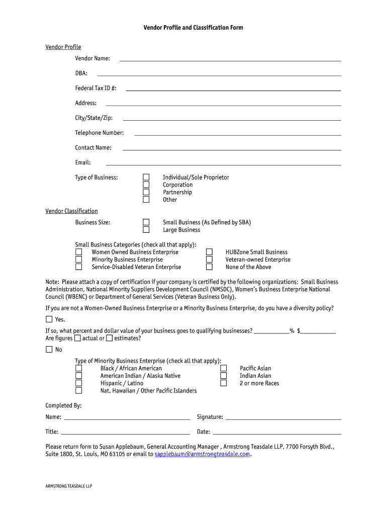Fillable Online vendor profile form Fixed.doc Fax Email Print - pdfFiller